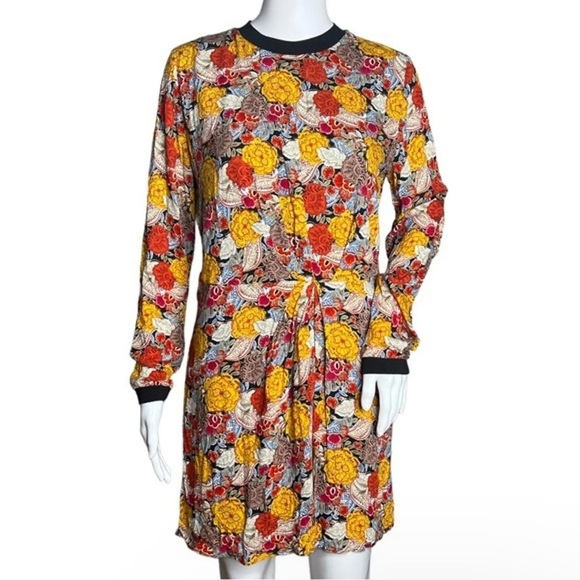 Zara | Dresses | Zara Trf Collection Multicolored Floral Drape Long ...